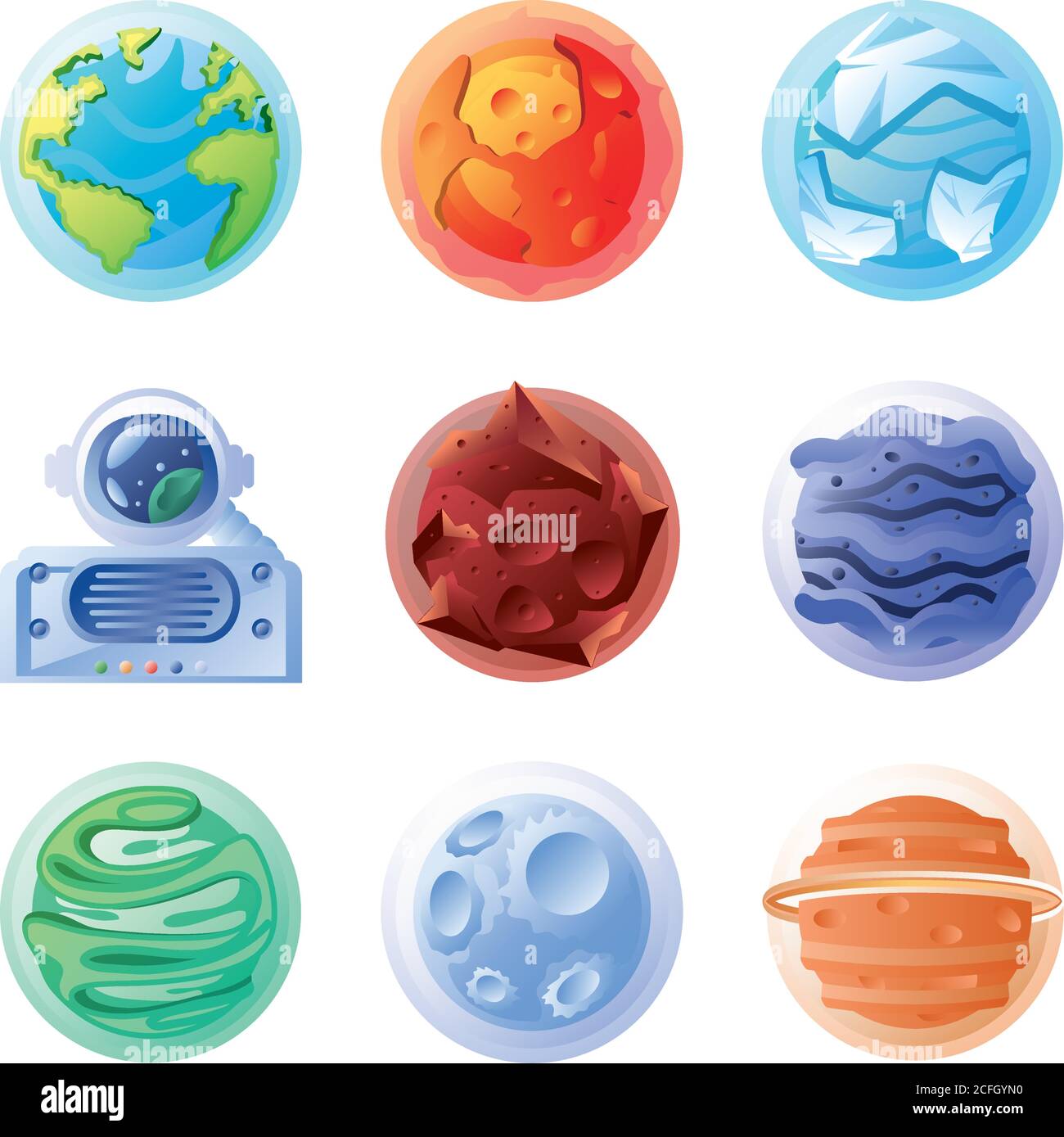 set of icons solar system on white background vector illustration ...