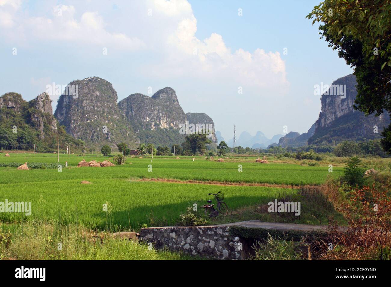 Karst Rocks in Guilin China Rice Fields Stock Photo - Alamy