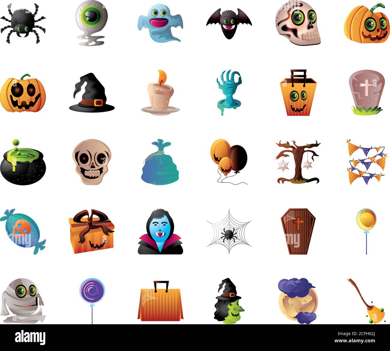 collection of icons for halloween in white background vector ...