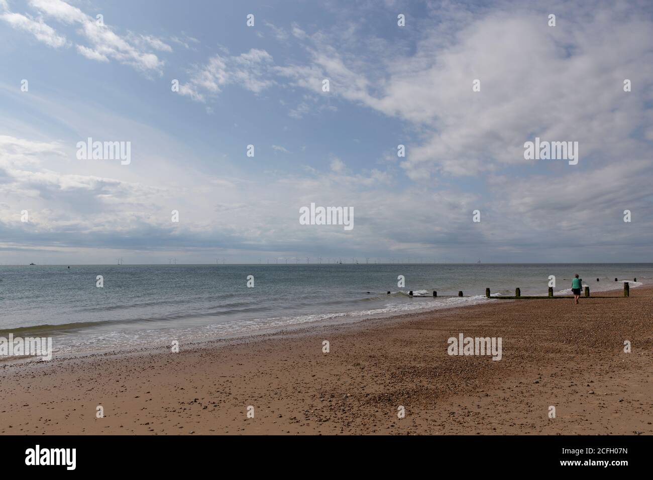 View of the beach and out to sea at Frinton-on-Sea, Essex Stock Photo ...