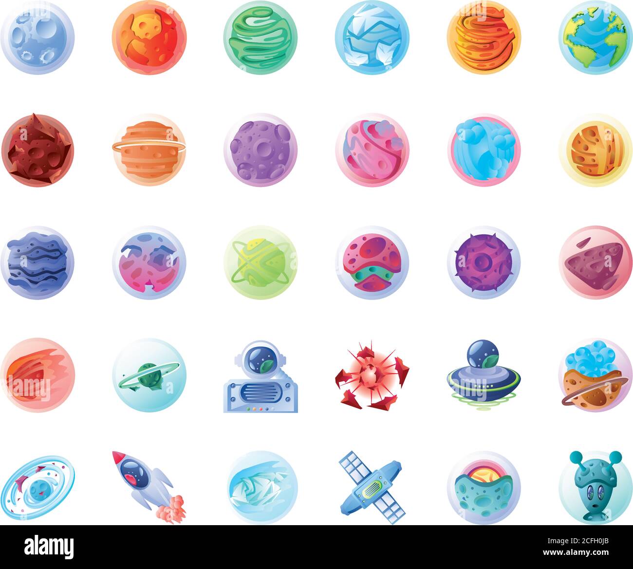 bundle of icons solar system in white background vector illustration ...