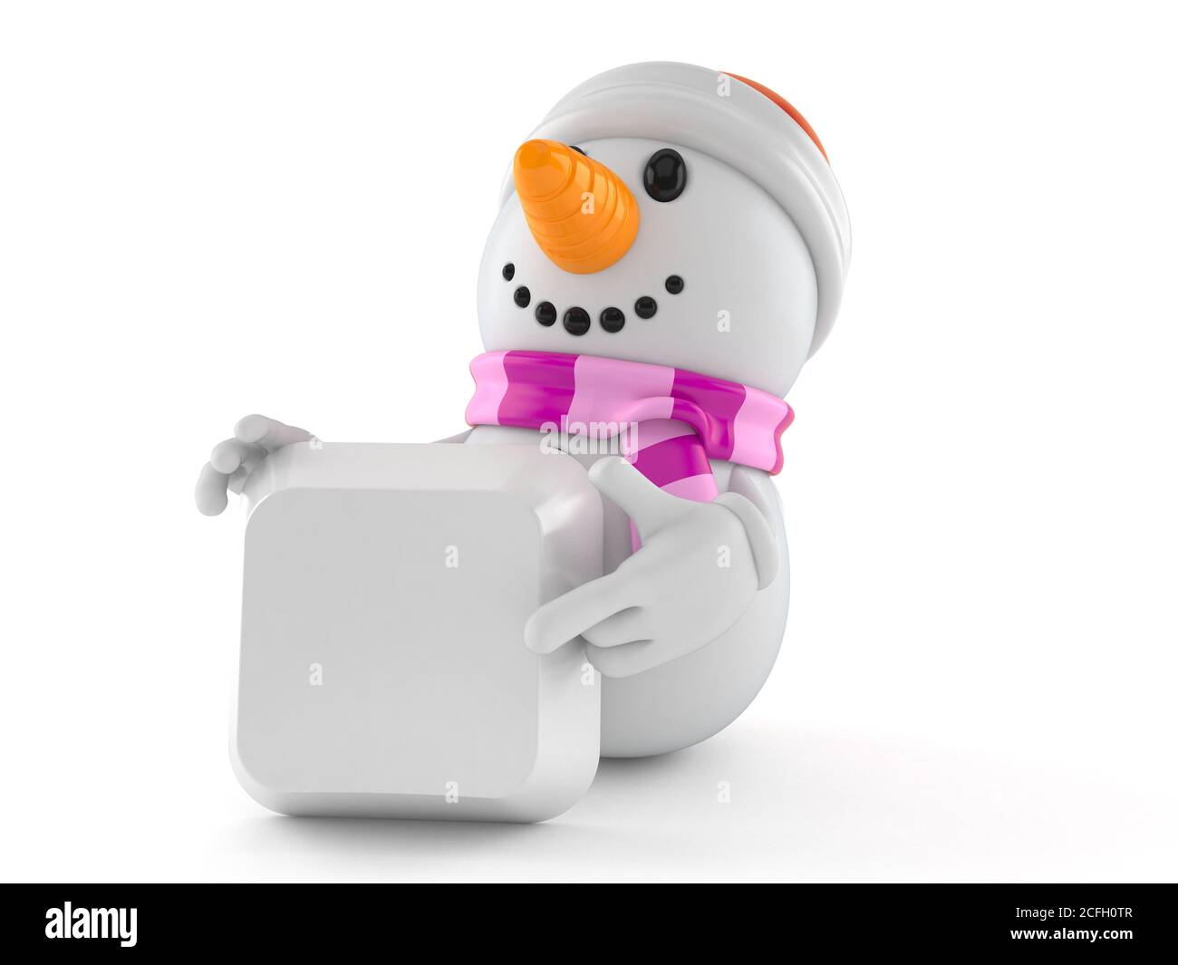 Snowman character with blank keyboard key isolated on white background ...