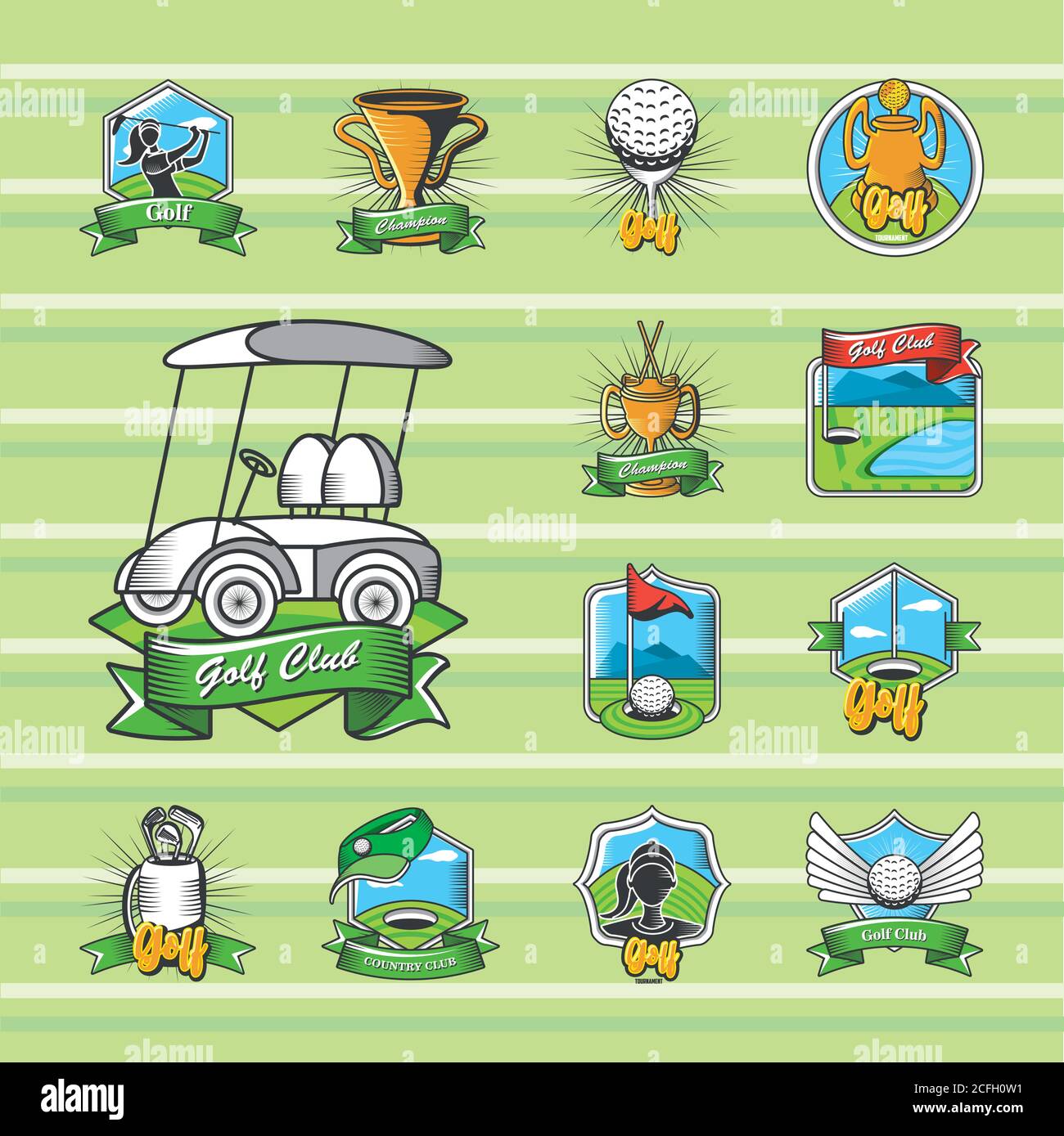 collection of golf emblems, shields, labels and badges vector ...