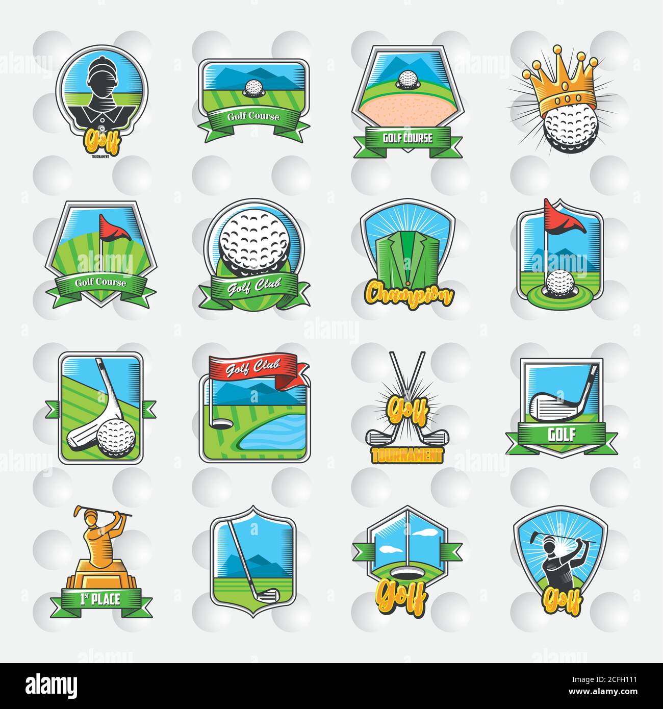 collection of golf emblems, shields and labels vector illustration ...