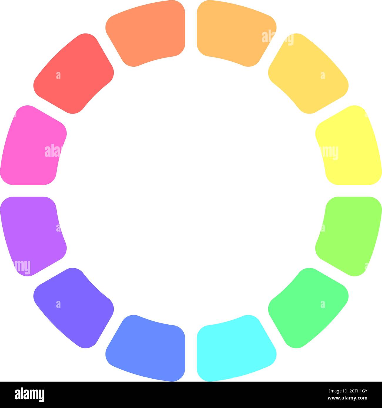 Partly transparent rainbow spectrum color blocks arranged in the ring ...