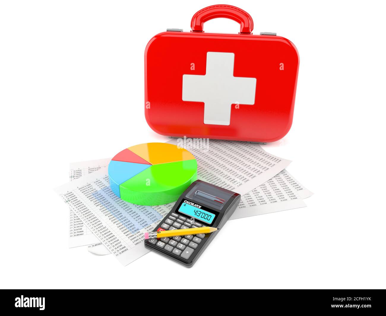 First aid kit with chart isolated on white background Stock Photo - Alamy