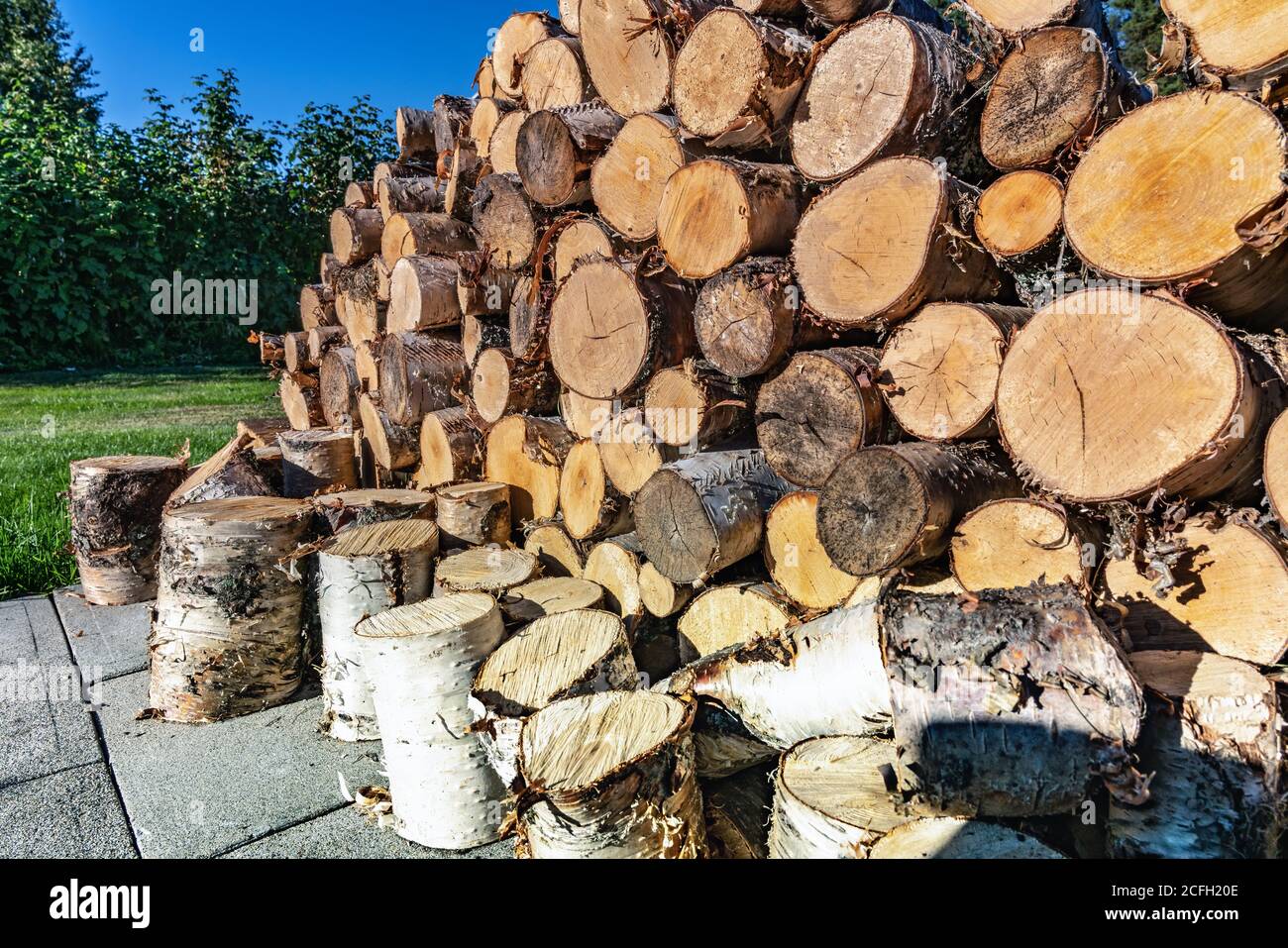 Log wood pile garden hi-res stock photography and images - Alamy