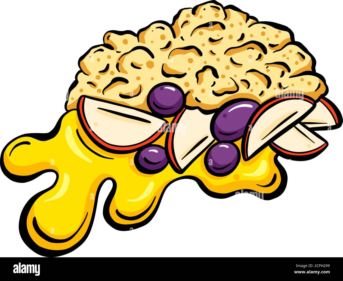 Cartoon Apple Crumble And Custard Vector Design Stock Vector Image ...