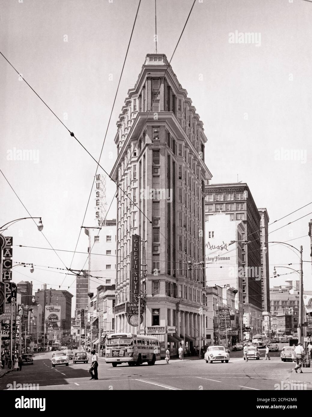 1950s THE FLATIRON BUILDING AT THE INTERSECTION OF PEACHTREE AND BROAD ...