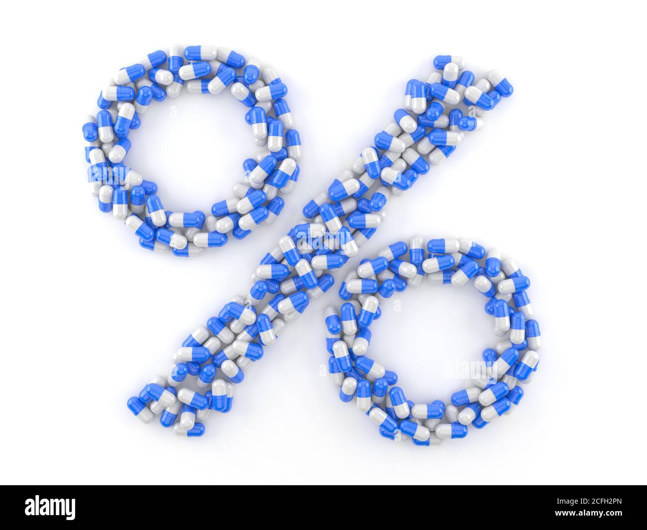Percentage sign made from pills isolated on white background Stock ...