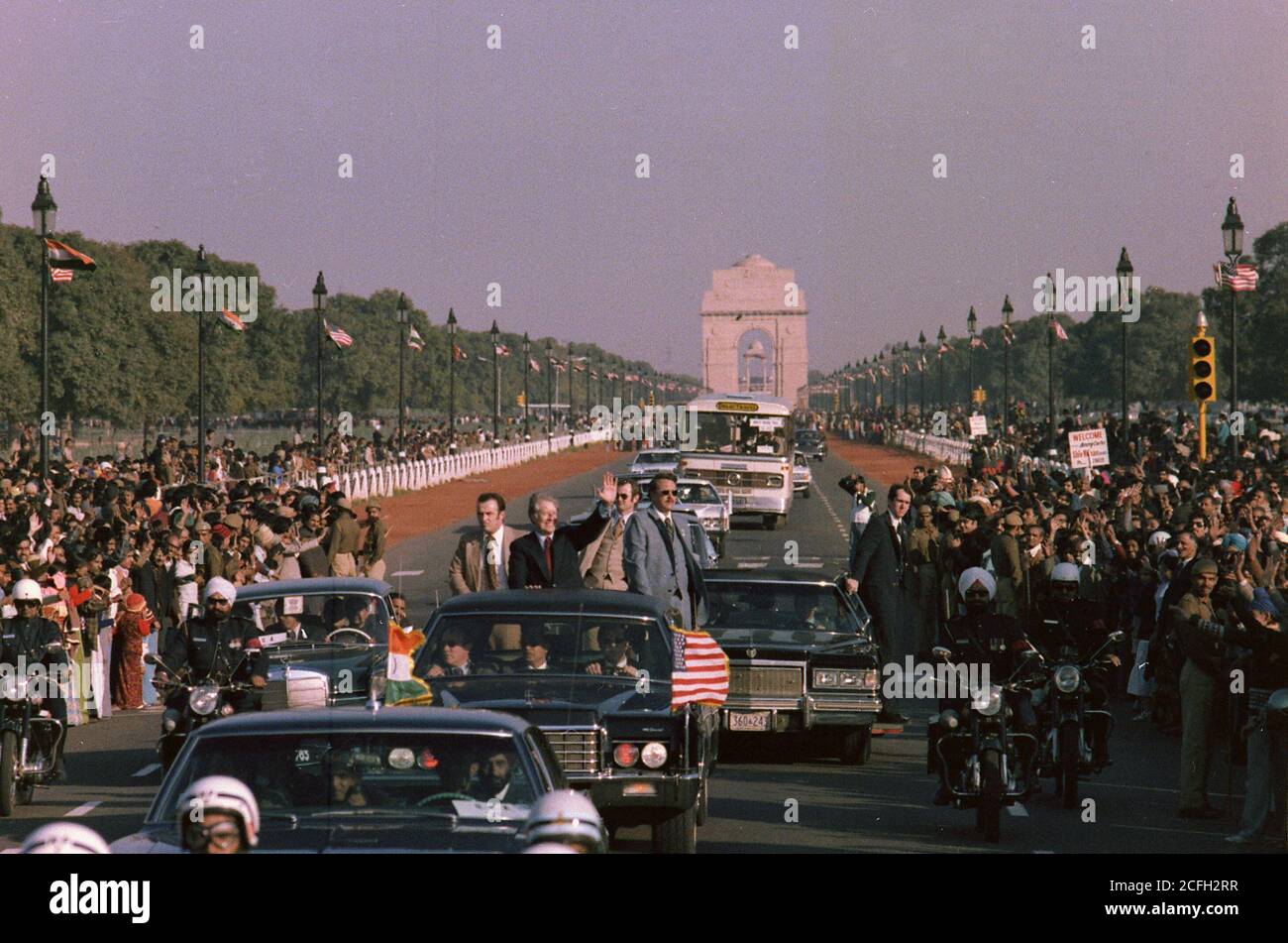 "Motorcade with Jimmy Carter during his visit to New Delhi, India. ca ...