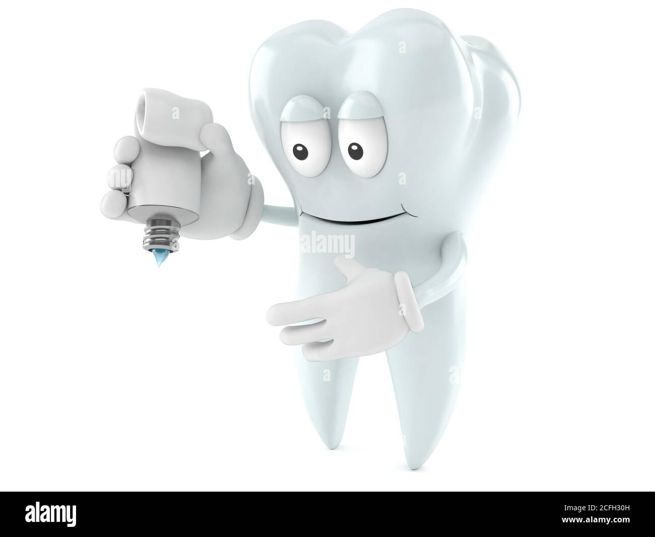 Tooth character holding toothpaste isolated on white background Stock ...