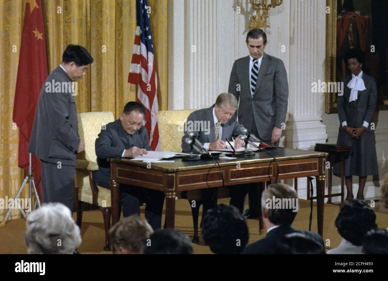 Deng Xiaoping and Jimmy Carter during the Sino-American signing ...