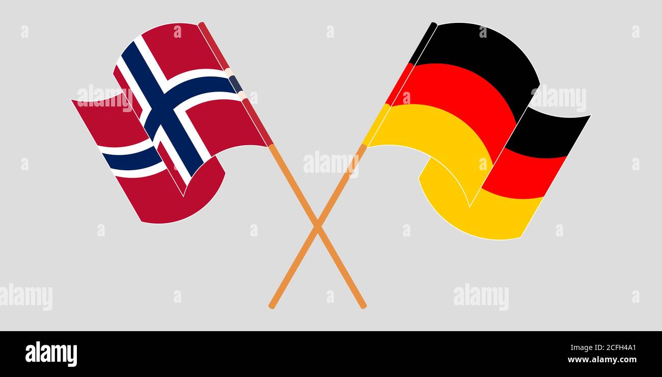 Crossed and waving flags of Norway and Germany. Vector illustration ...