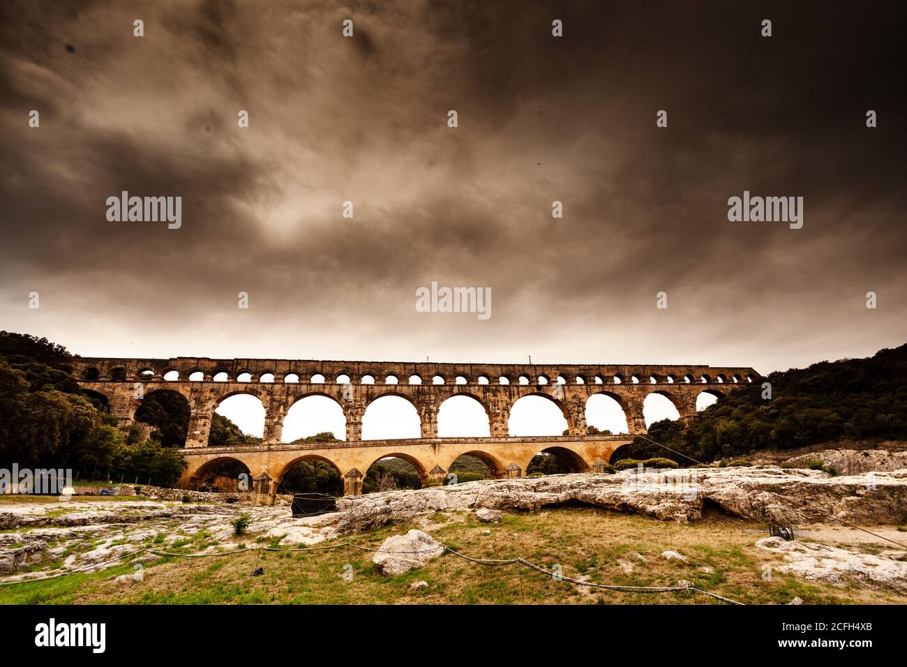 The Pont du Gard is an ancient Roman aqueduct bridge built in the first ...