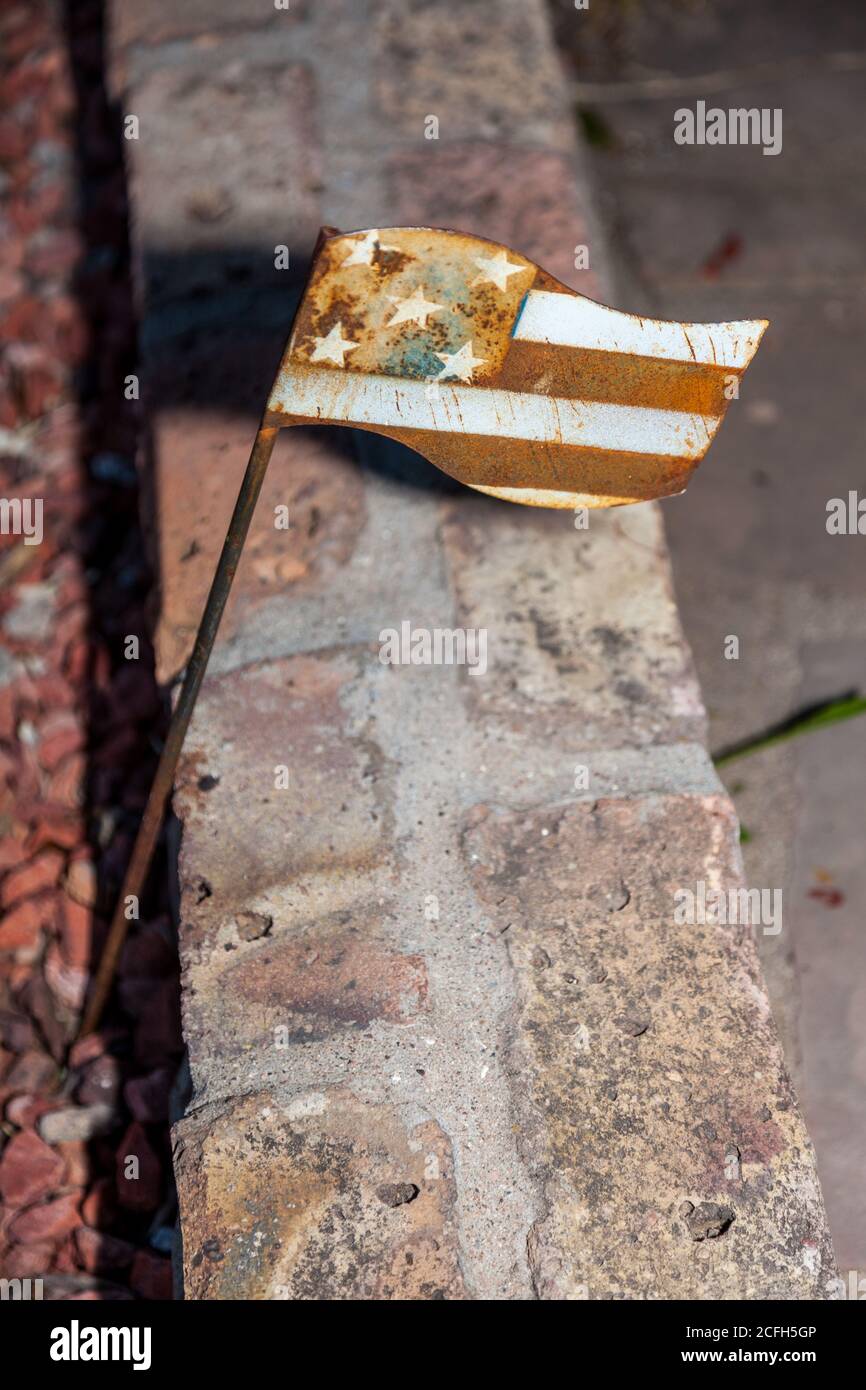usa flag in the gutter Stock Photo - Alamy