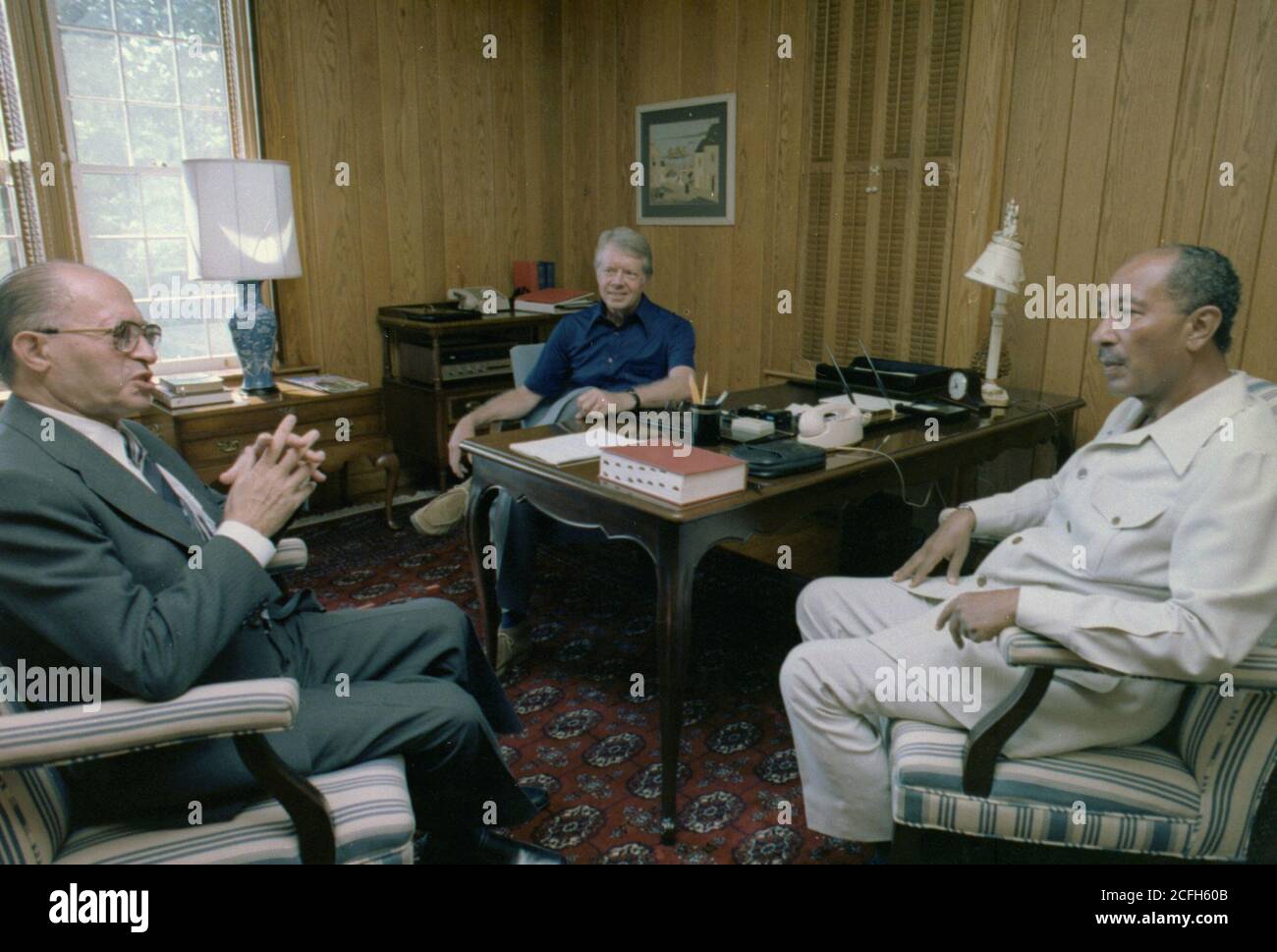 "Menachem Begin, Jimmy Carter and Anwar Sadat meet during the Camp ...