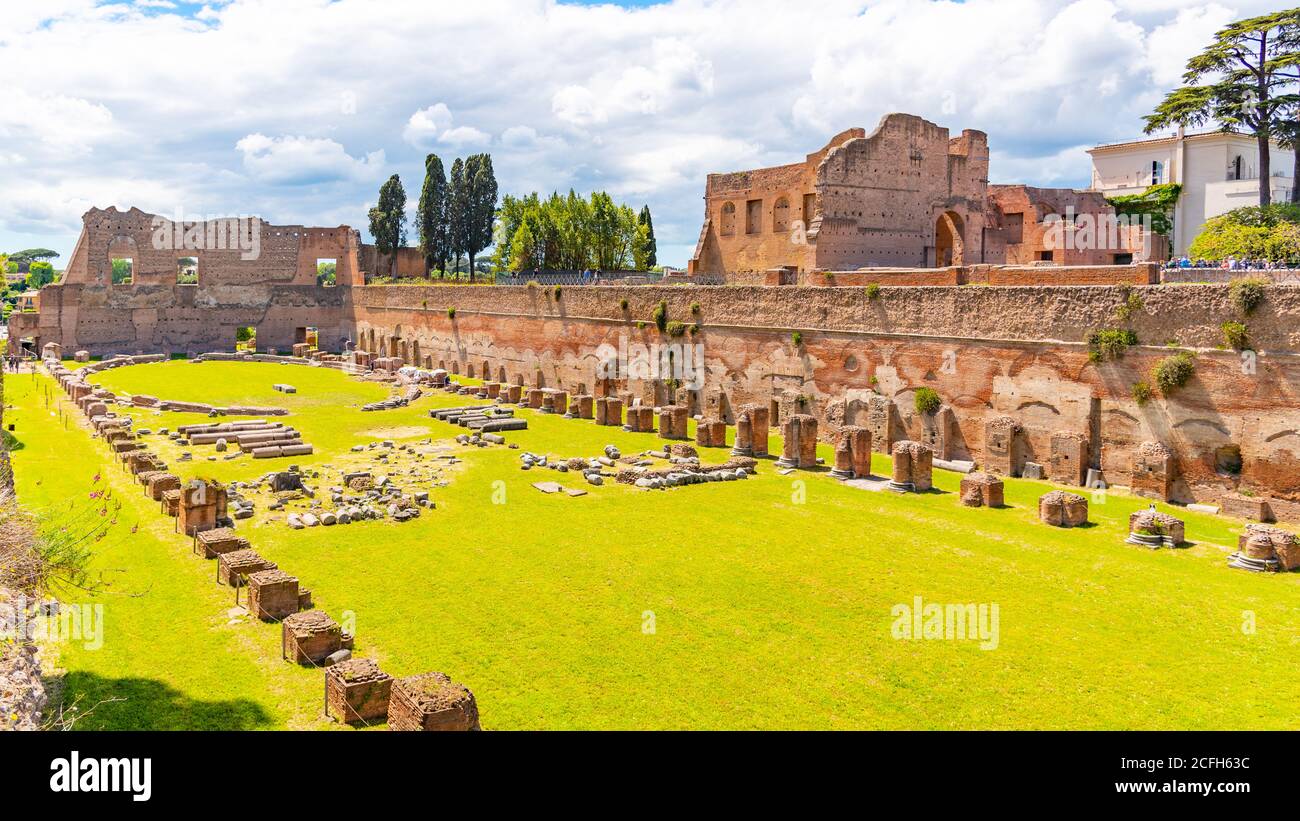 Palatine stadium - Hippodrome of Domitian. Palatine Hill archaeological ...