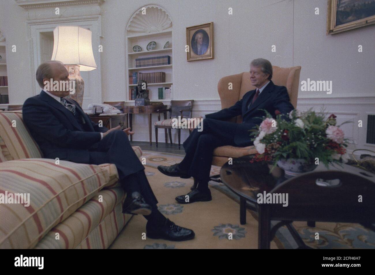 Jimmy Carter and Gerald Ford in the Oval Office ca. 12 December 1978 ...
