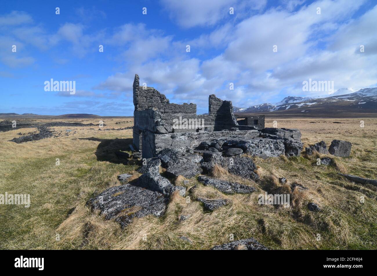 Crumbling stone ruins in a remote area of Iceland Stock Photo - Alamy