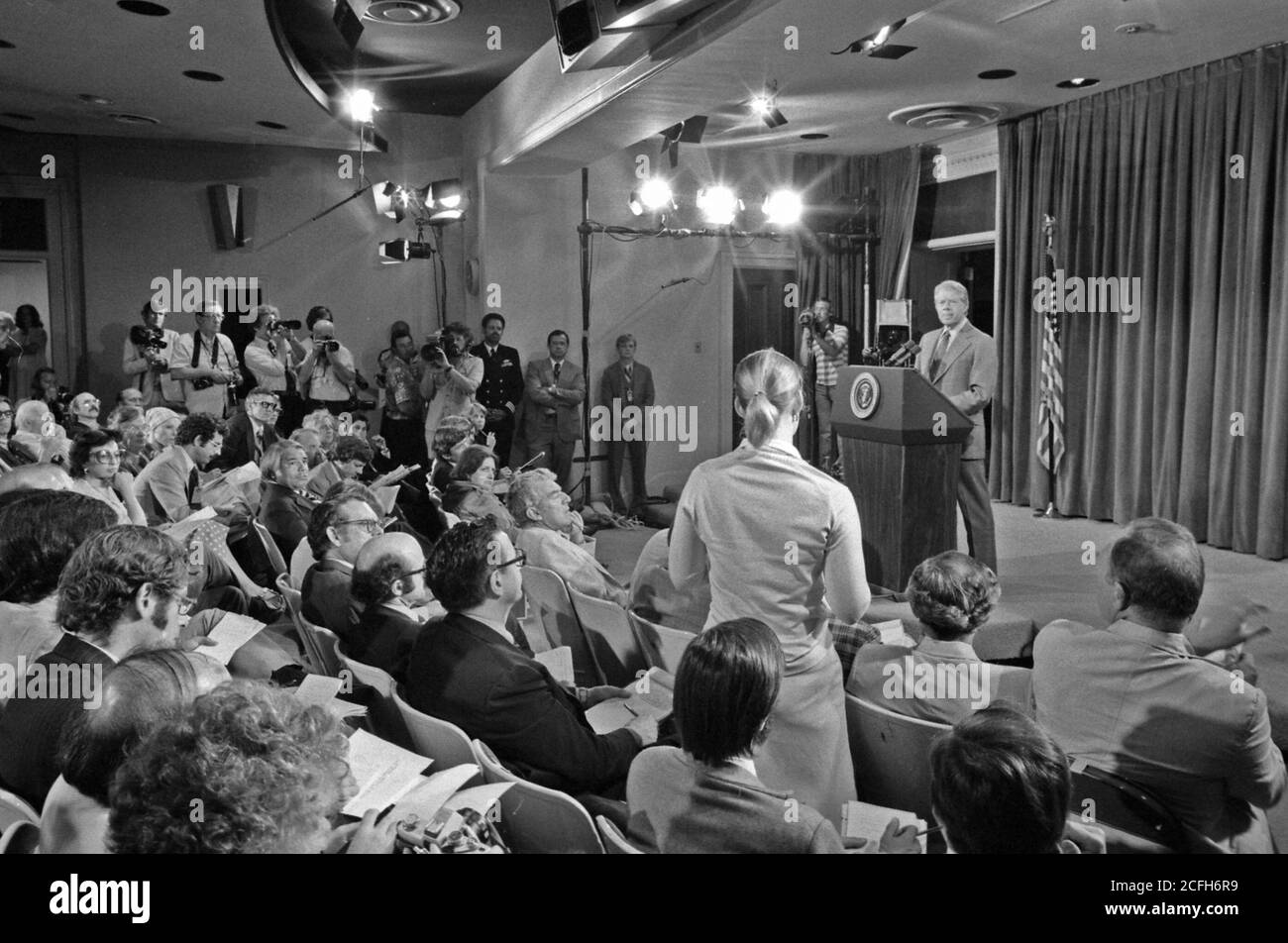 Press conference on president Black and White Stock Photos & Images - Alamy
