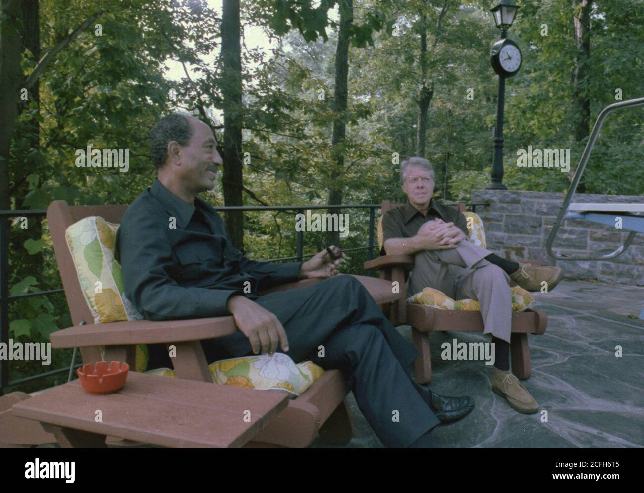 Anwar Sadat and Jimmy Carter at Camp David ca. 12 September 1978 Stock ...