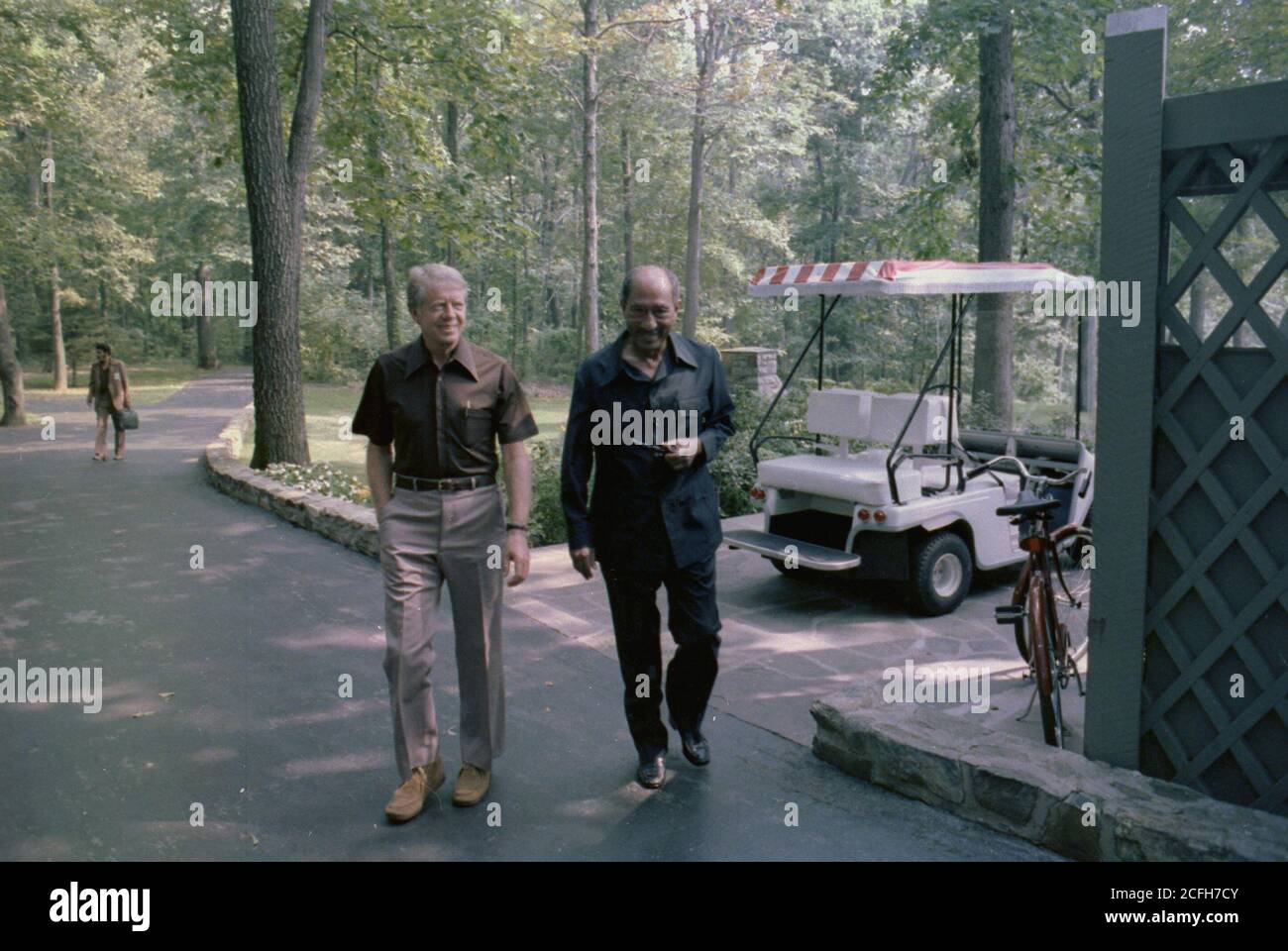 Jimmy Carter and Anwar Sadat at Camp David ca. 12 September 1978 Stock ...