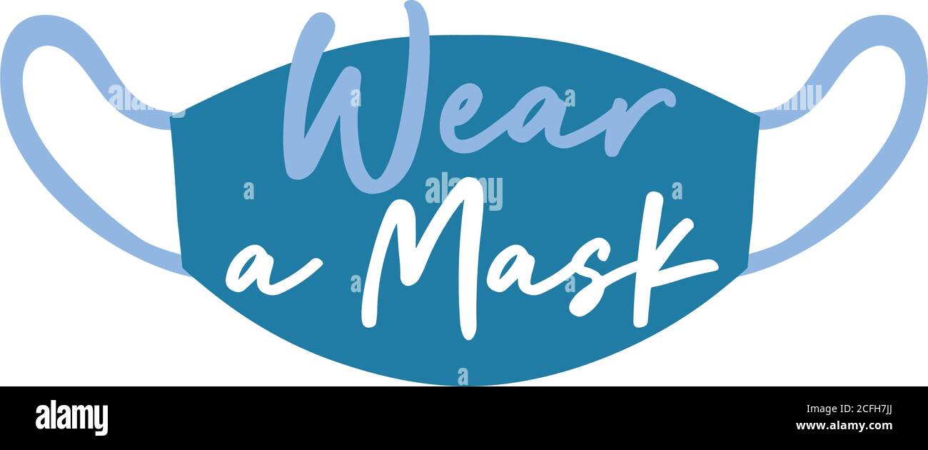 wear a mask campaing lettering flat style vector illustration design ...