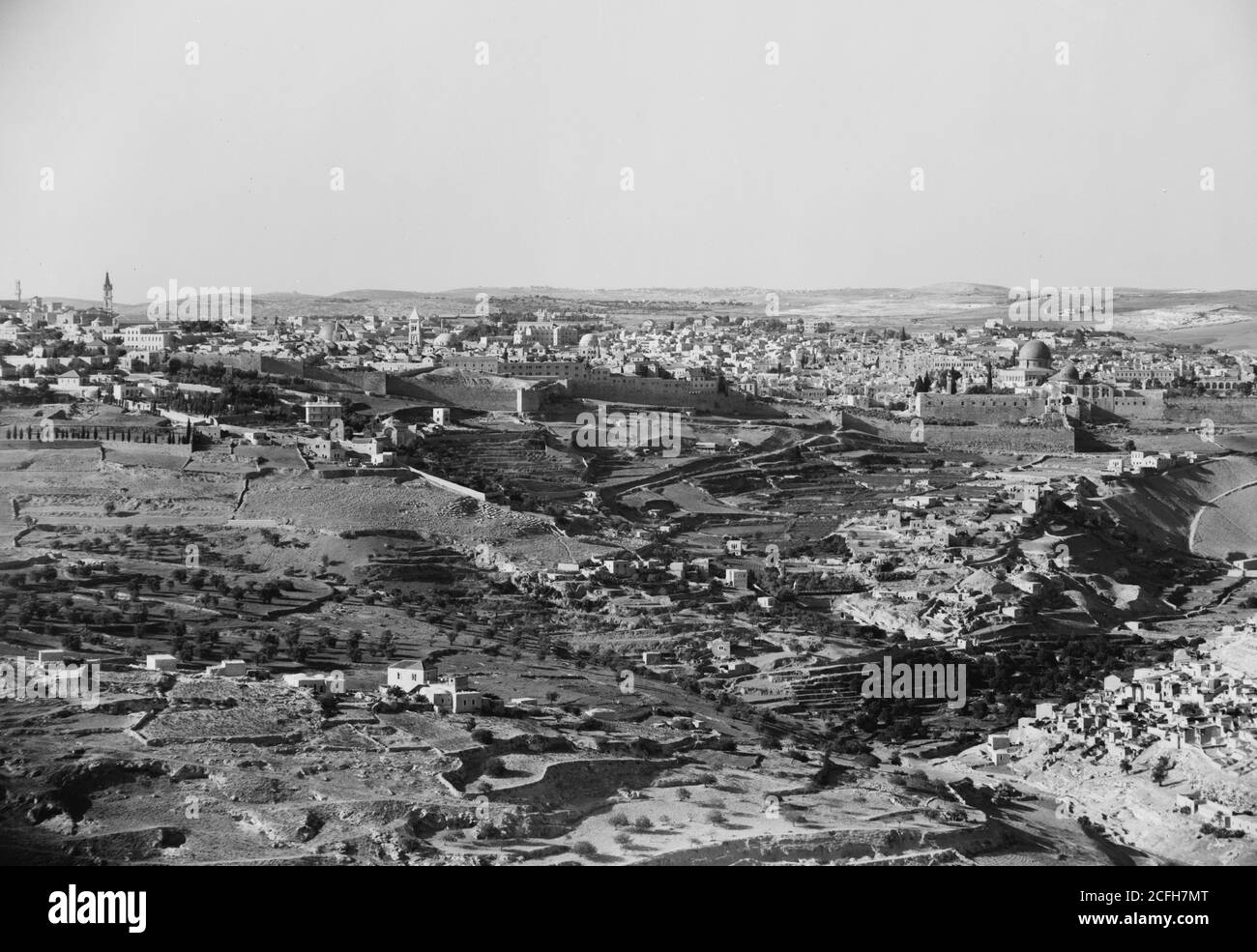 Original Caption: Newer Jerusalem and suburbs. The Old City from ...