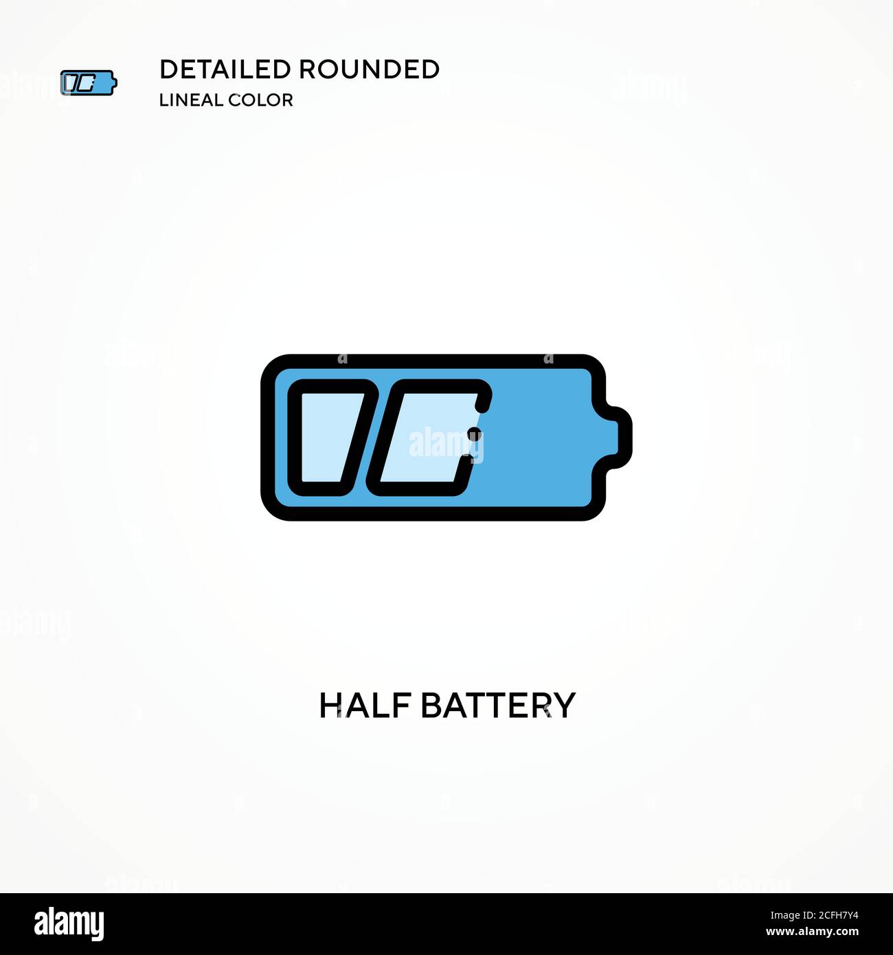 Half battery vector icon. Modern vector illustration concepts. Easy to ...