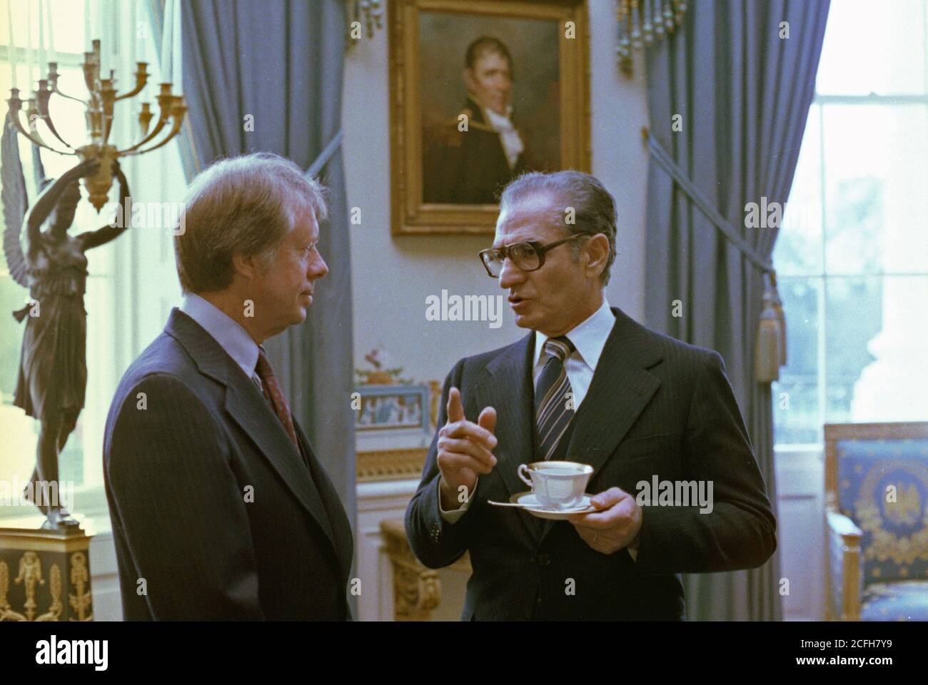 Jimmy Carter and the Shah of Iran ca. 15 November 1977 Stock Photo - Alamy