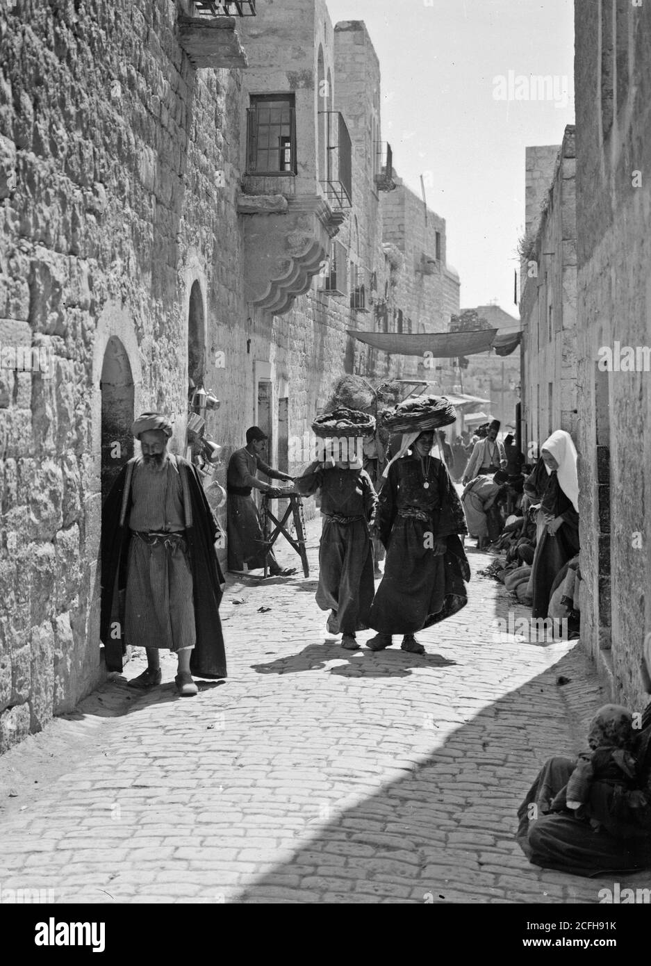 Original Caption: Bethlehem. Street scene. (Street leading to the ...