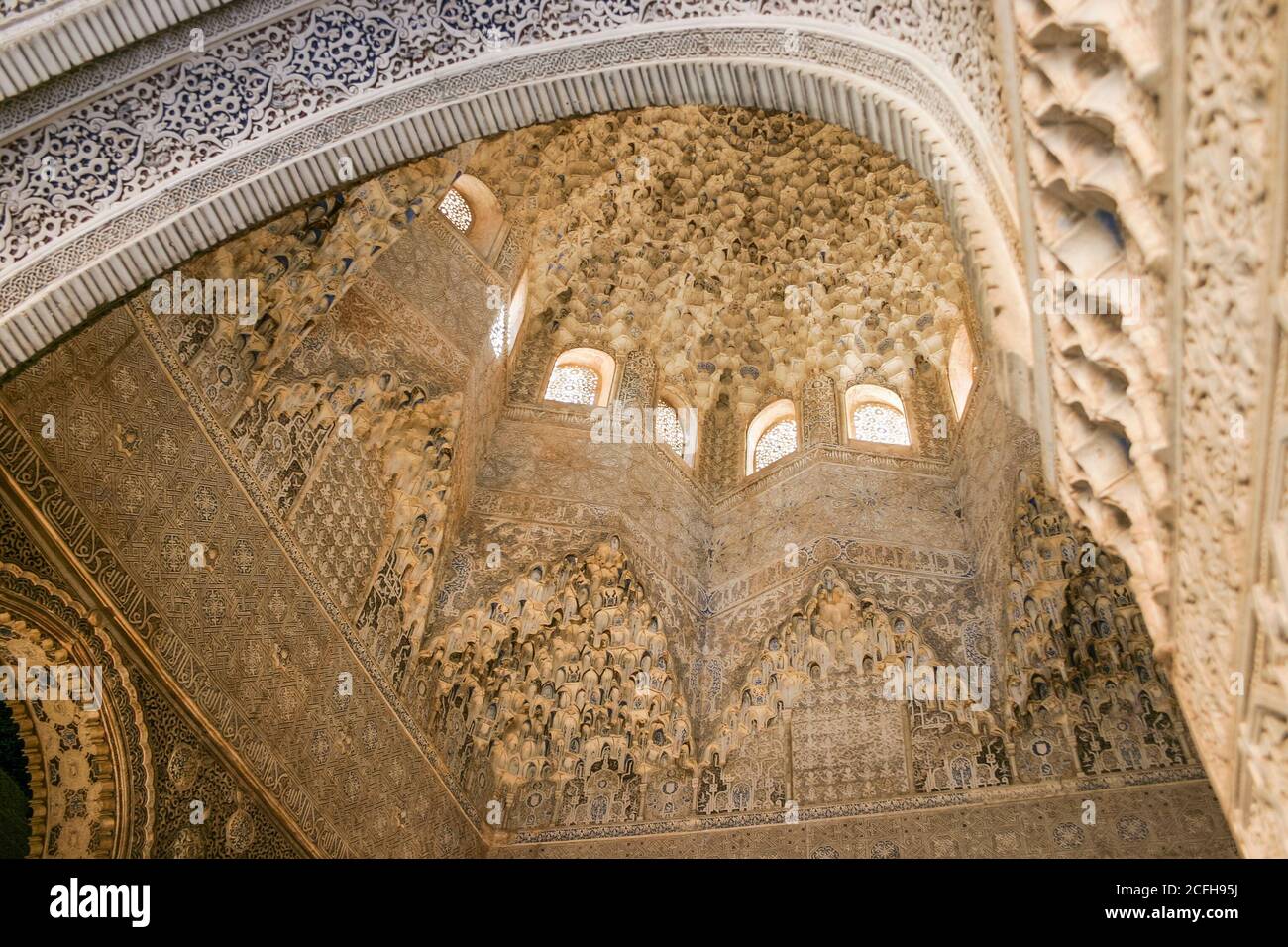 Ceiling Carving and Arch at Alahambra: Detailed ceiling decoration in ...