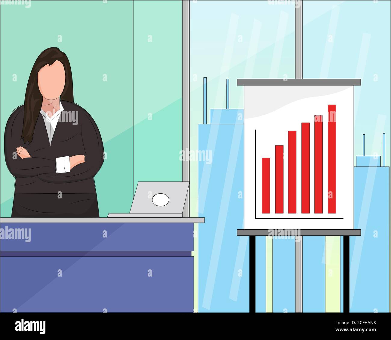 Illustration vector design of business woman is presentation Stock ...