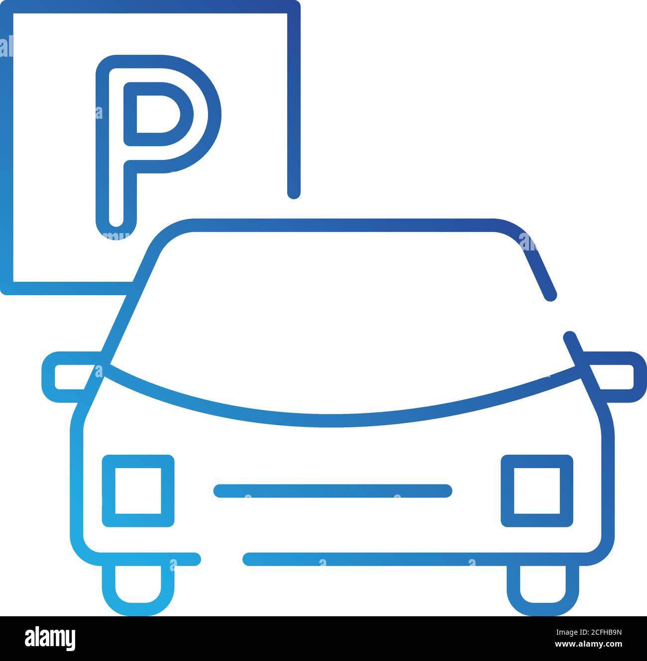car and parking signal gradient style icon vector illustration design ...