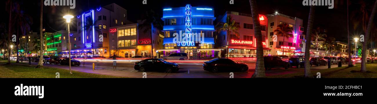 The amazing lights of Deco Drive Stock Photo - Alamy