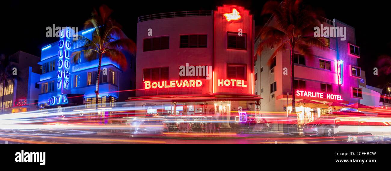 The amazing lights of Deco Drive Stock Photo - Alamy