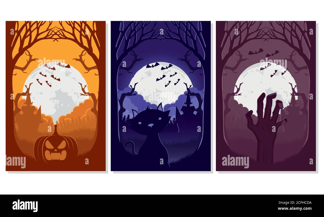 Celebration card halloween scene Cut Out Stock Images & Pictures - Alamy