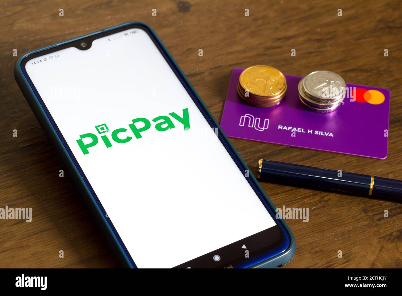 In this photo illustration the PicPay logo seen displayed on a ...