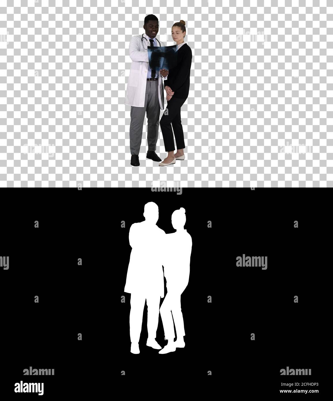 Doctor shows the patient chest x-ray, Alpha Channel Stock Photo - Alamy