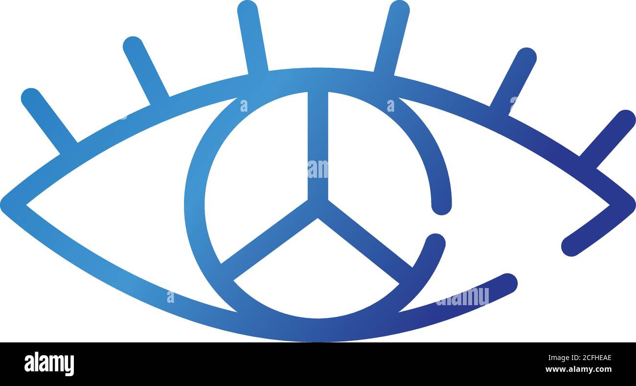 eye with peace and love symbol gradient style icon vector illustration ...