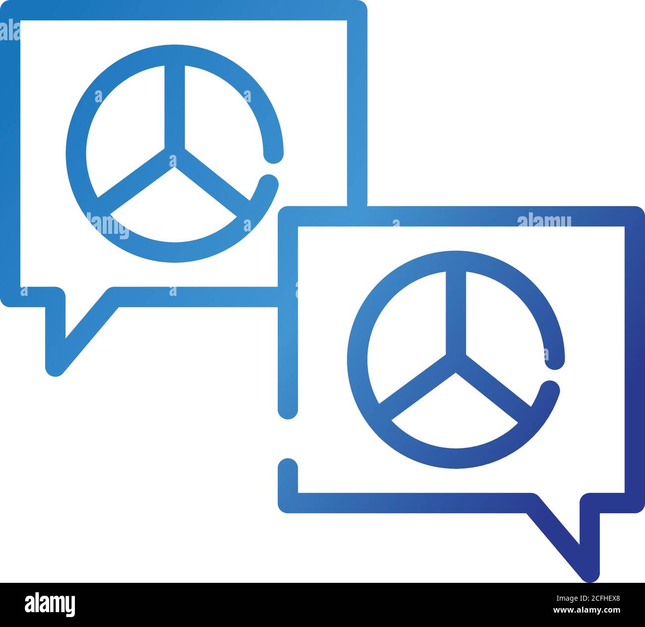 speech bubbles with peace and love symbols gradient style icon vector ...