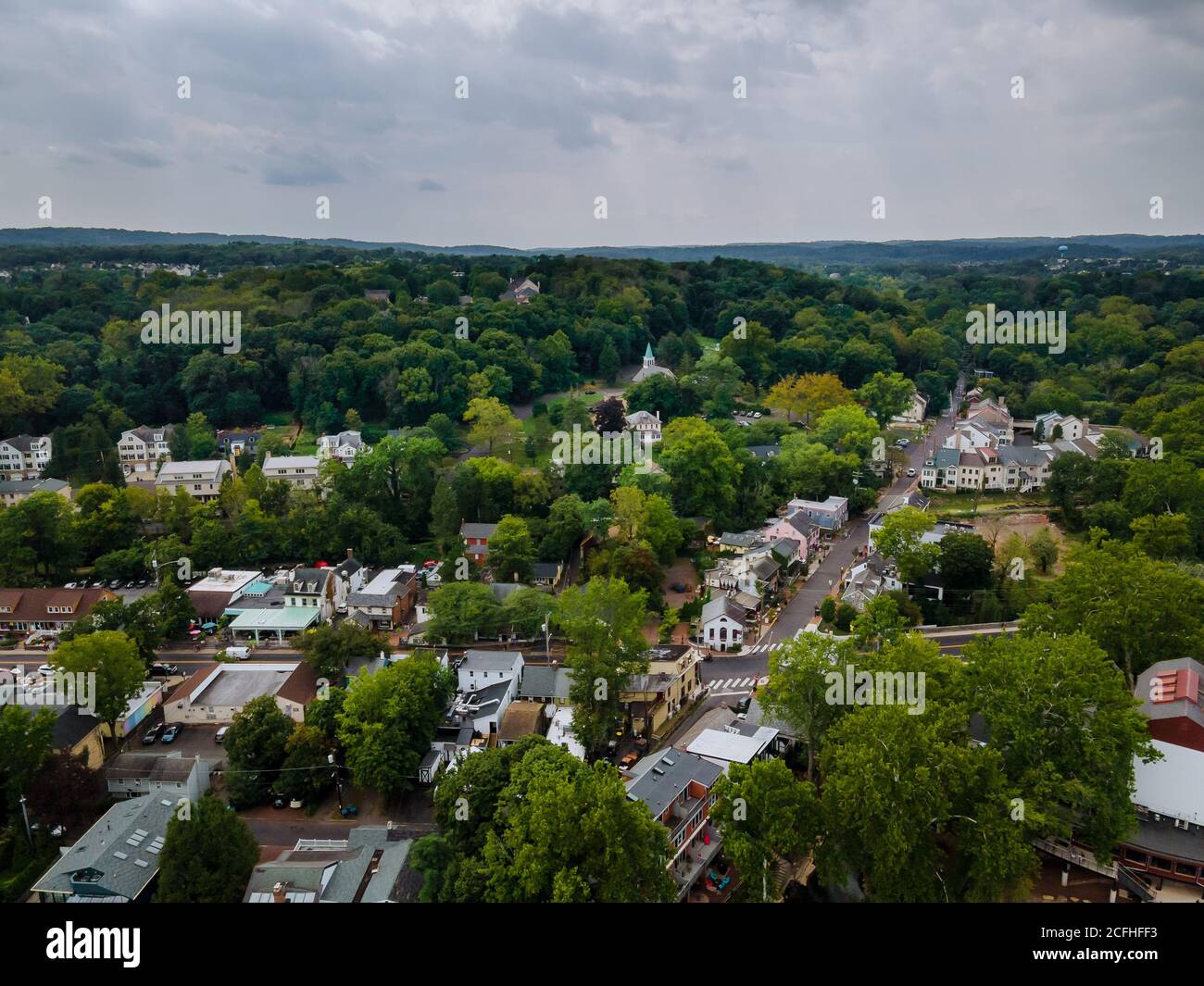 Aerial of residential quarters at beautiful town urban landscape the of ...