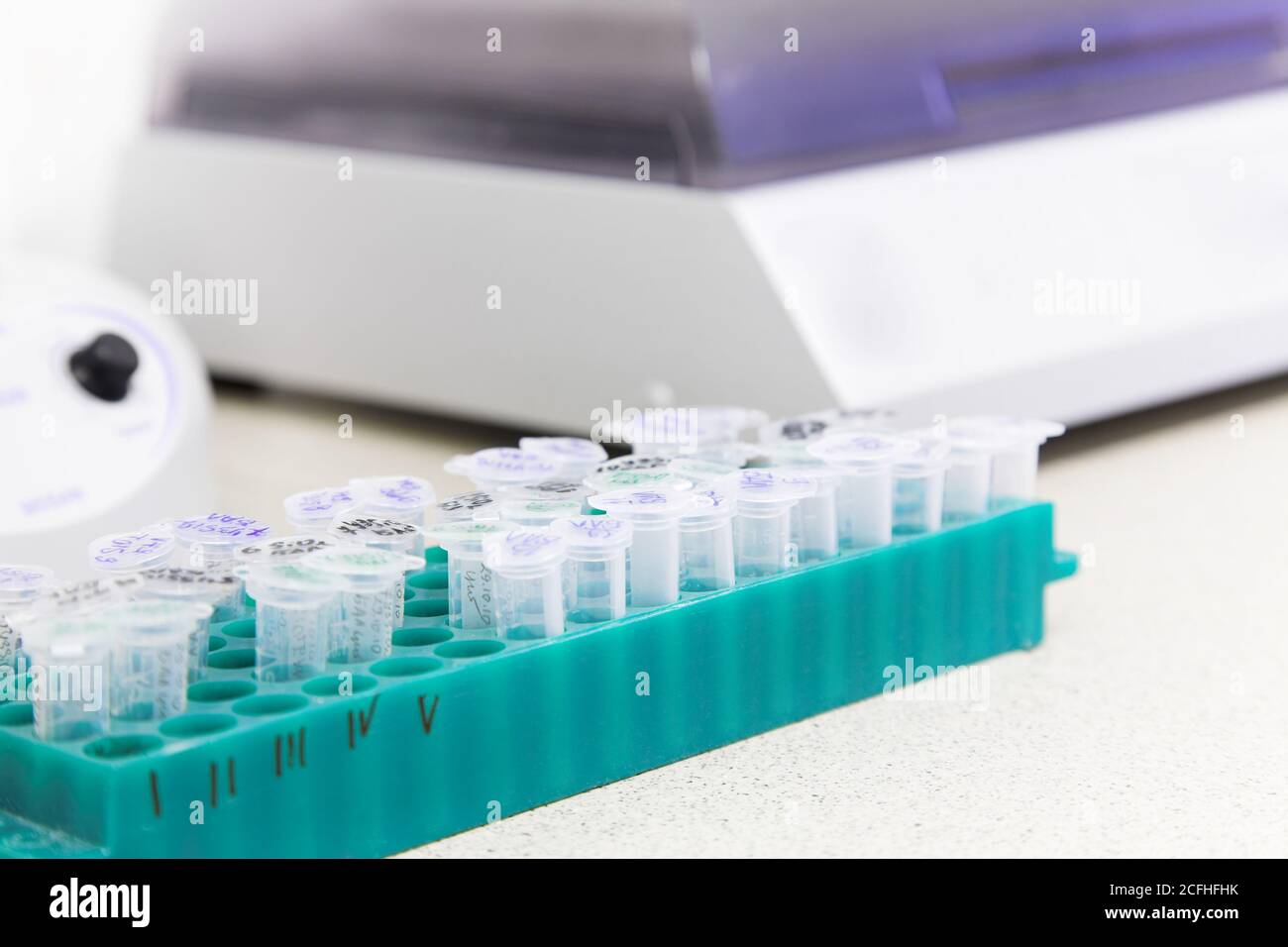laboratory workplace for biotechnology investigation. DNA analyze Stock ...