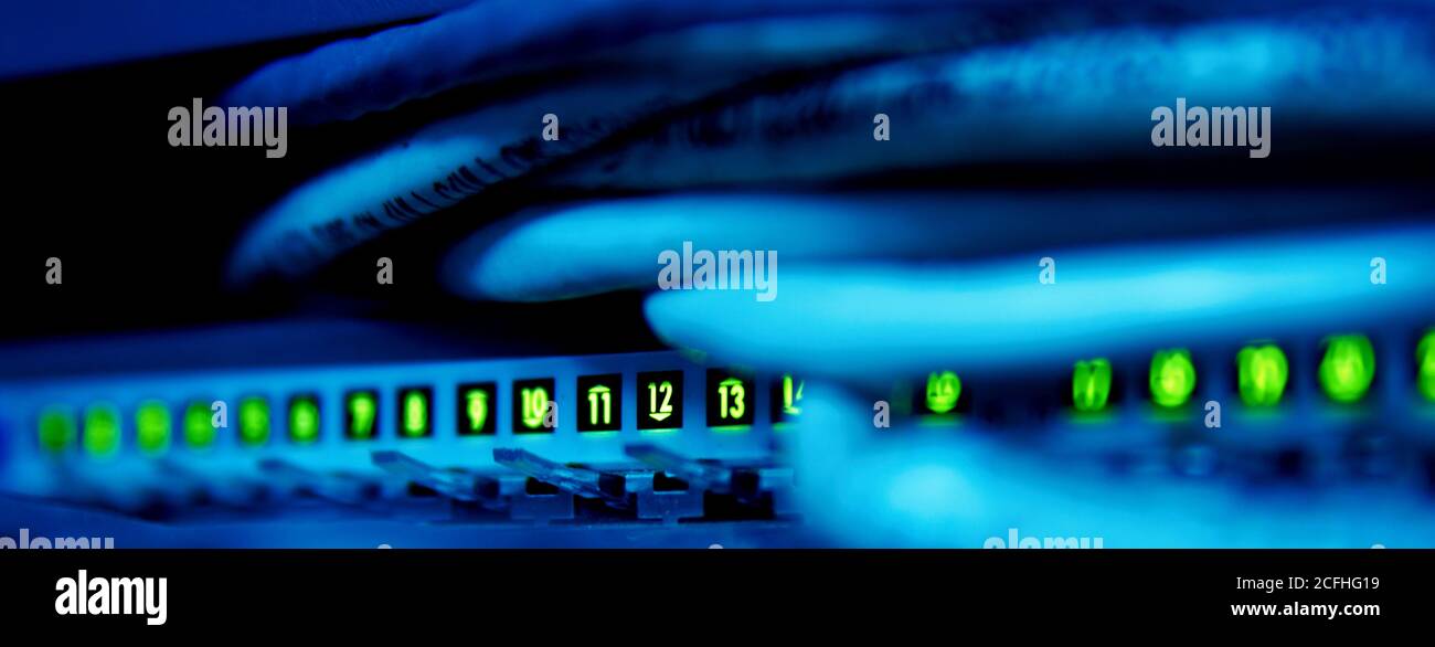 supercomputer with cables and lamps Stock Photo - Alamy