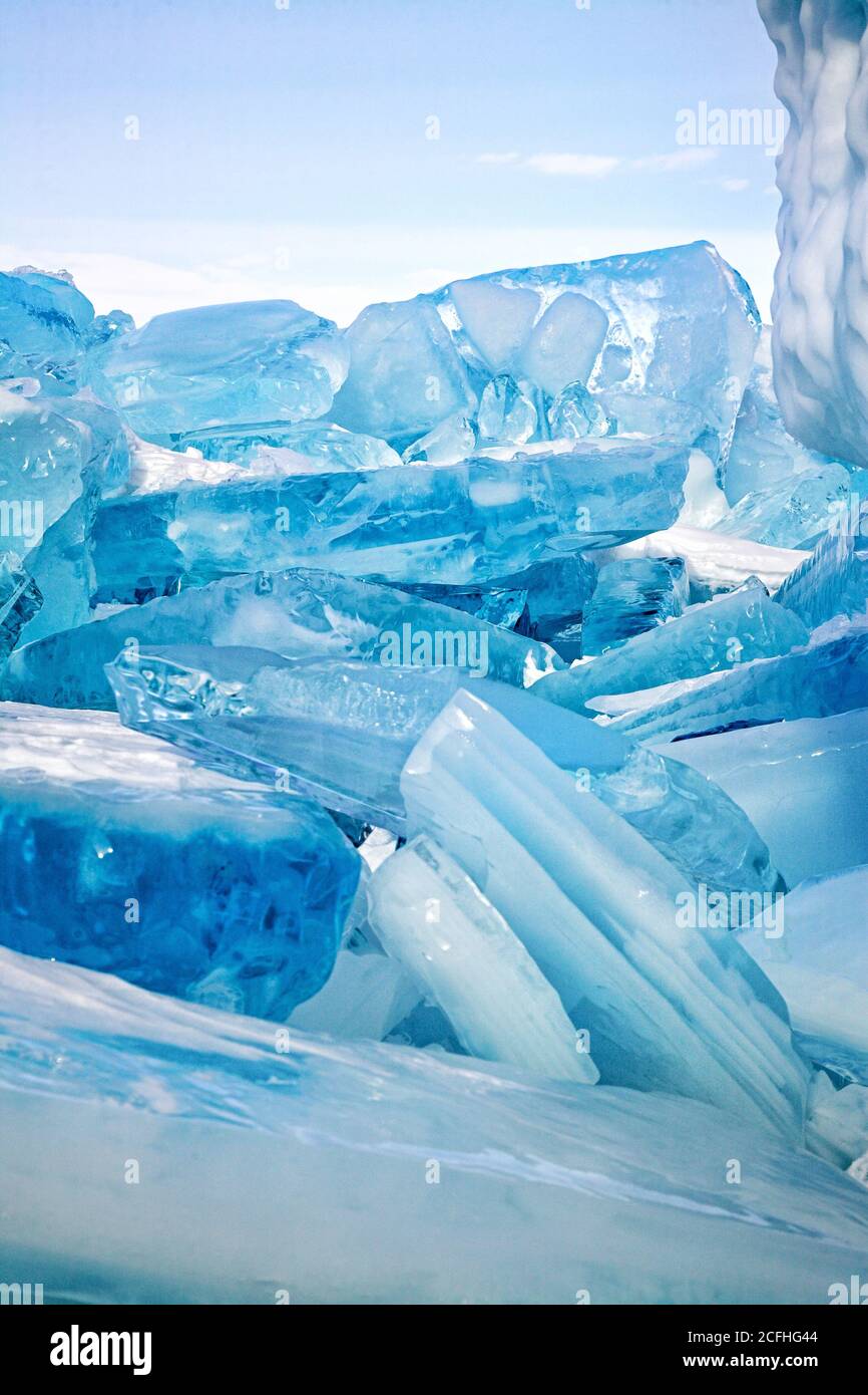 ice hummock at frozen baikal lake in winter Stock Photo - Alamy