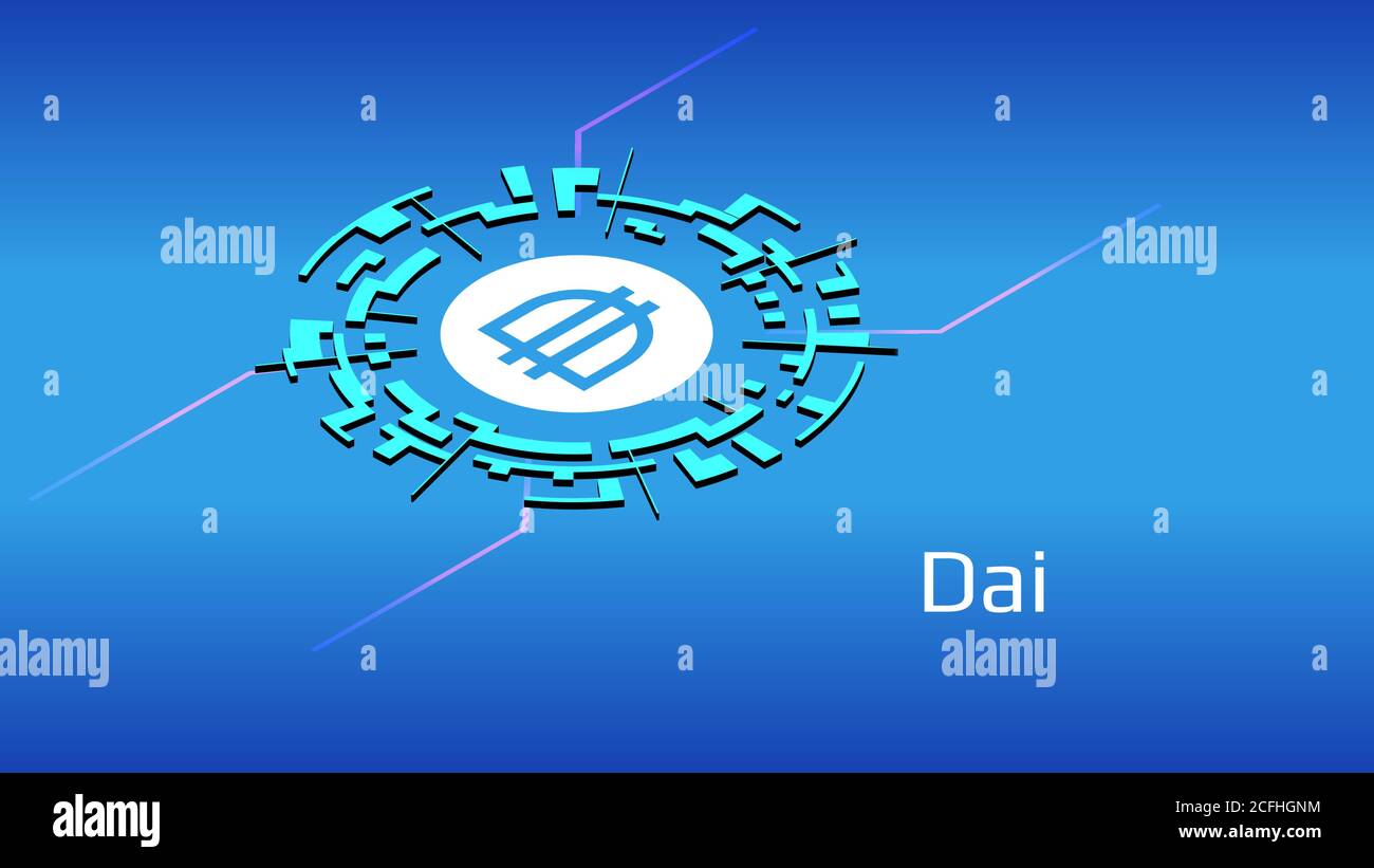 DAI isometric token symbol of the DeFi project in digital circle on ...