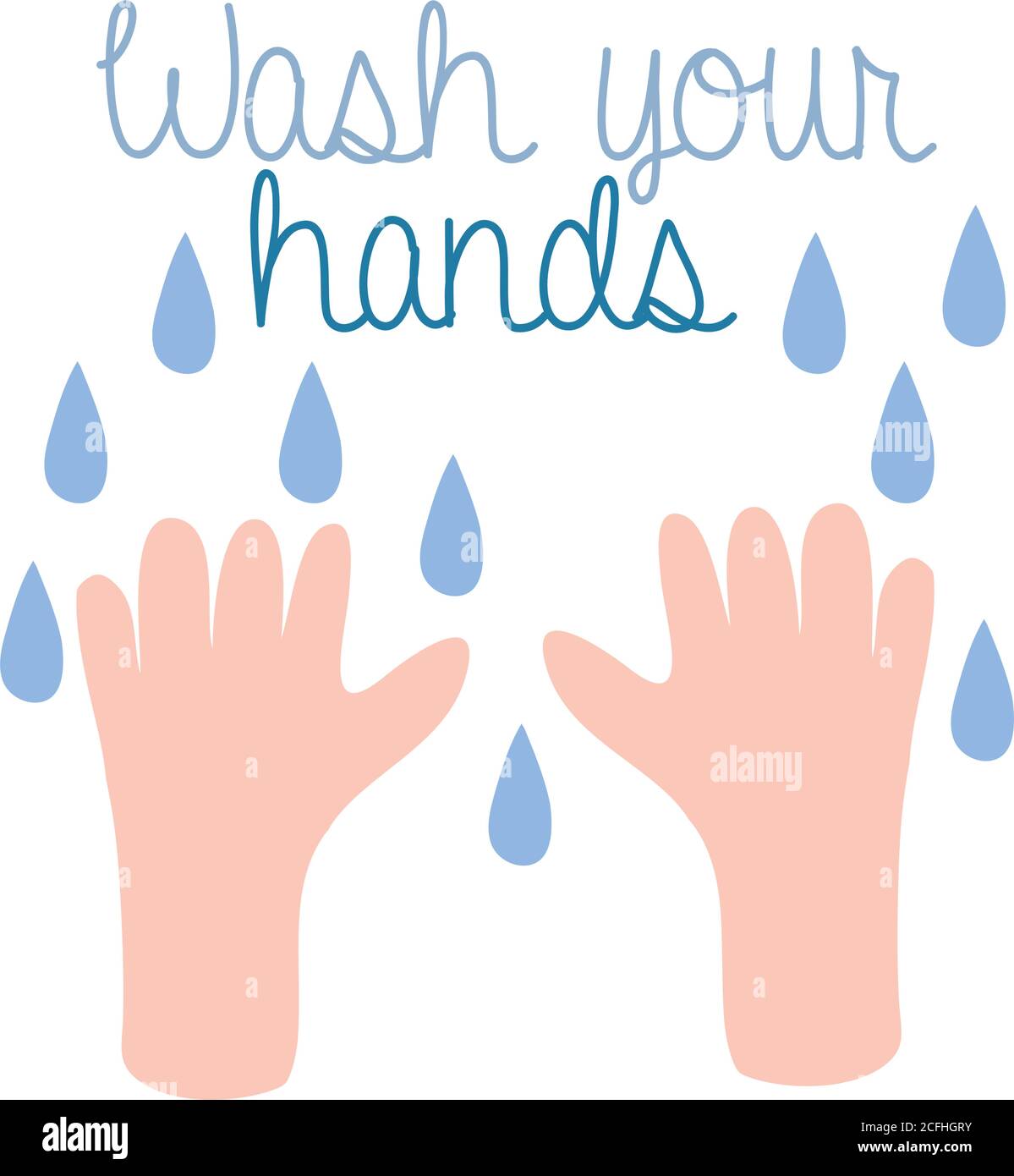 wash your hands campaign lettering with water flat style vector ...