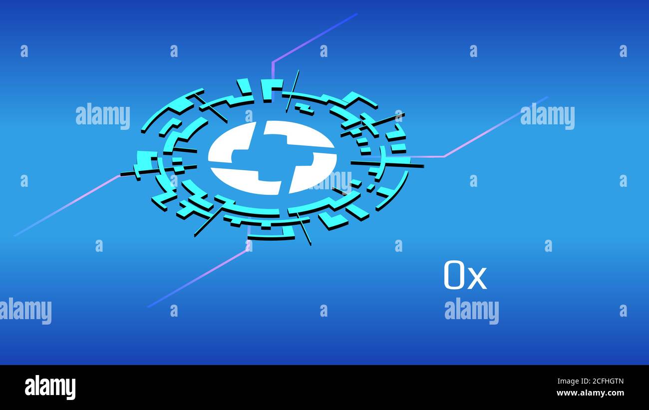 0x ZRX isometric token symbol of the DeFi project in digital circle on ... 0x ZRX isometric token symbol of the DeFi project in digital circle on ...