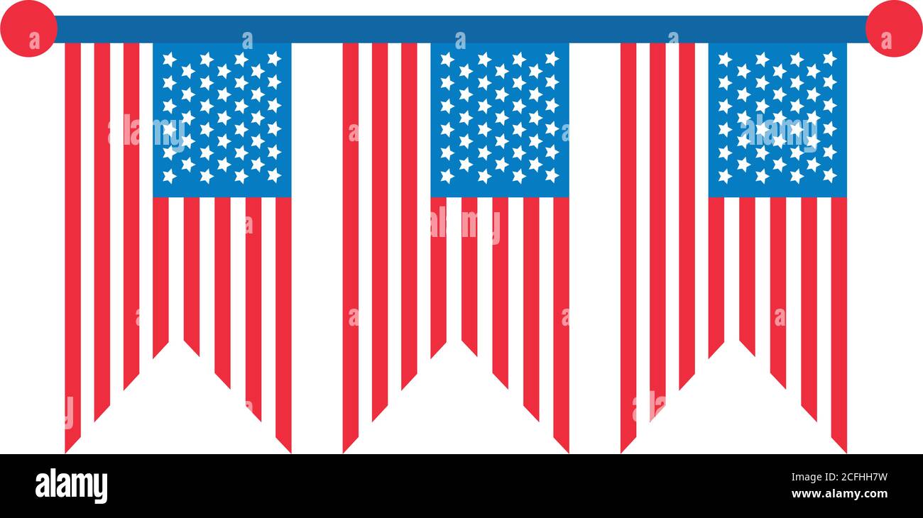 usa elections flags garlands flat style icon vector illustration design ...